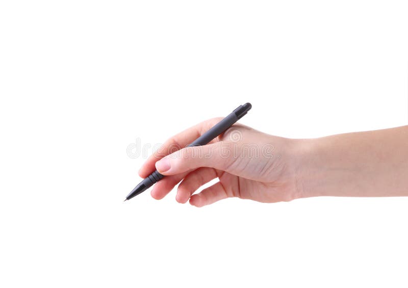 Hand Sign Posture Hold Pen Write Isolated Stock Image - Image of body ...
