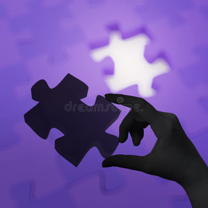 Female Hand Placing Last Piece of Puzzle Stock Image - Image of ...