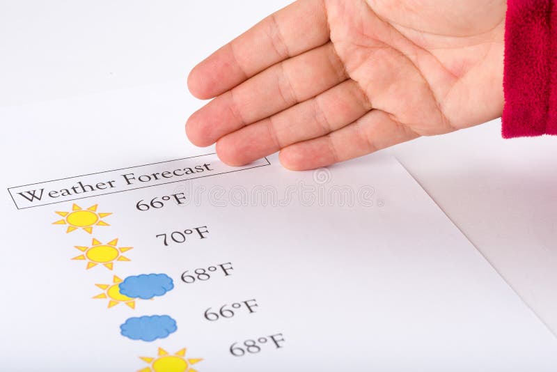 Female Hand Presenting the Weather Forecast Stock Image - Image of ...