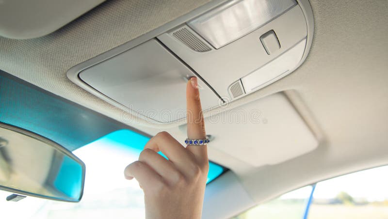 Female Hand Press Car Button Stock Image - Image of road, button: 301658369