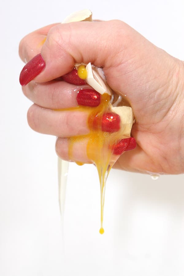 The Female Hand Presses an Egg on the Night of Feb Stock Photo - Image ...