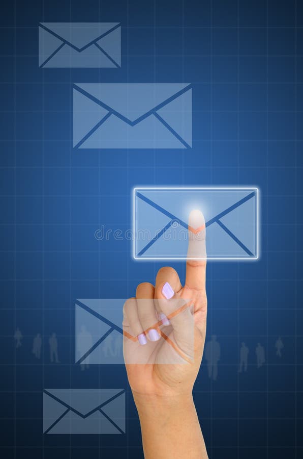 Female Hand Pressing E-mail Stock Photo - Image of interaction ...