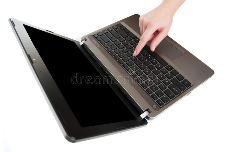 Female Hand Pushing a Button Stock Photo - Image of enter, device: 22760848