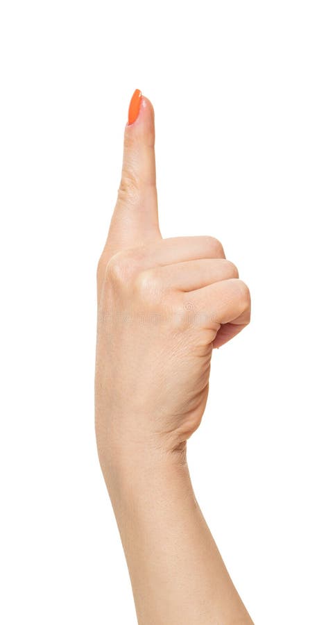 Female Hand with Raised Index Finger Stock Photo - Image of sign ...