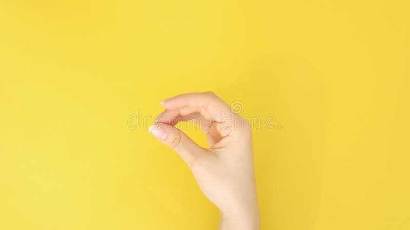 Female Hand Raising, with Finger Snapping Gesture on a Yellow ...