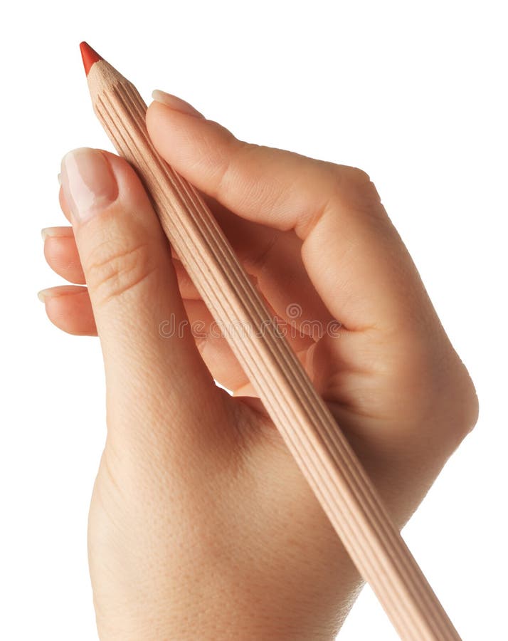 Female Hand is Ready for Drawing with Red Pencil. Isolated Stock Photo ... Female Hand is Ready for Drawing with Red Pencil. Isolated Stock Photo ...