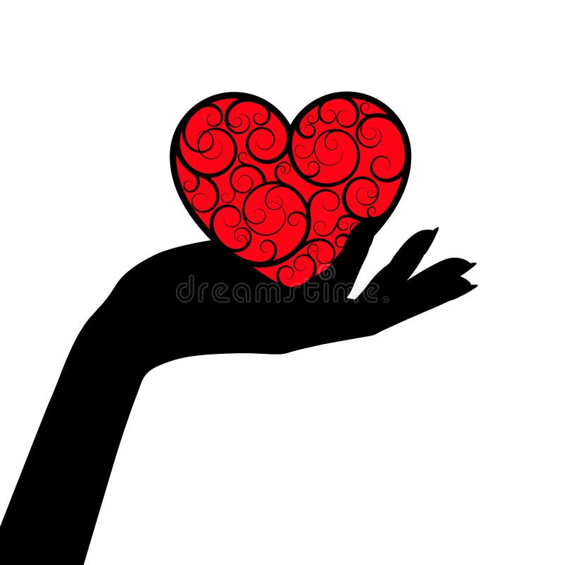 Female Hand with Red Heart. Vector Illustration. Stock Vector ...