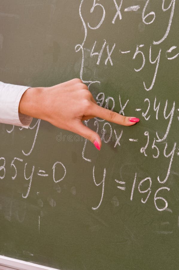 Female Hand And School Board. Stock Image - Image of mathematics ...