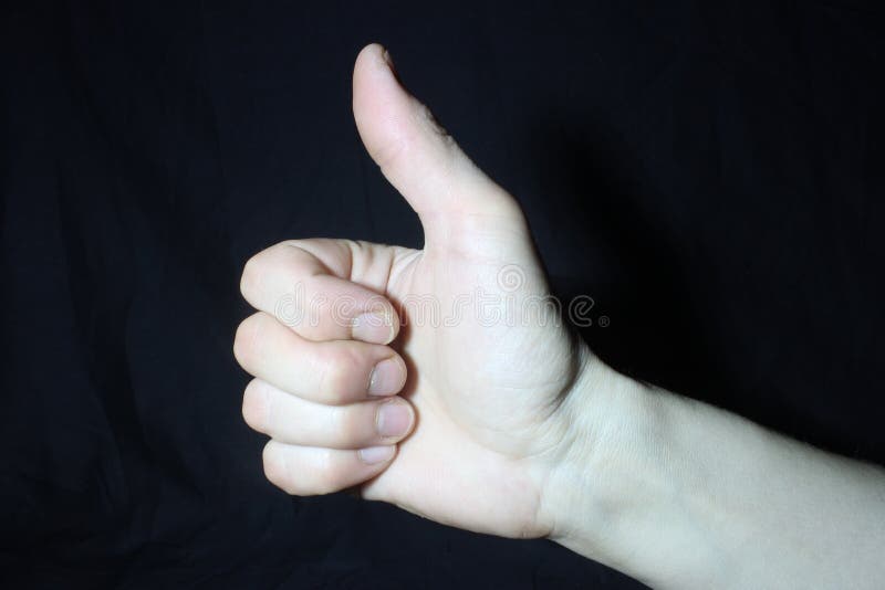 Female Hand Showing Gesture Big Up Down on Black Background Stock Image ...