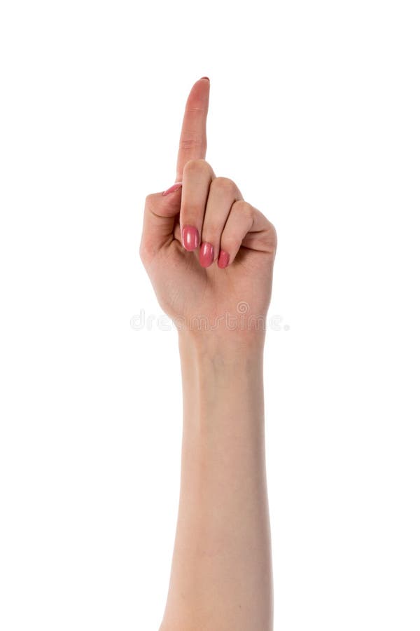 Female Hand Showing One Finger Isolated on White Stock Image - Image of ...
