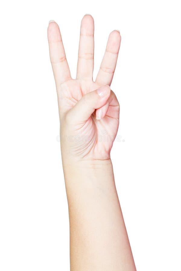 Female Hand Showing Three Fingers Stock Photo - Image of concept ...