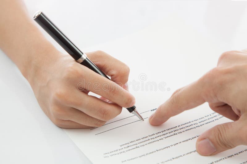 Female Hand Signing Contract. Stock Photo - Image of commit, detail ...