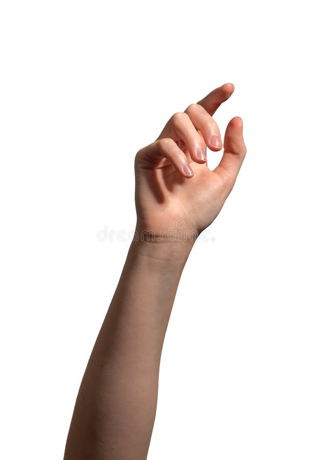 Female Hand with Slightly Curved Index Finger Reaching Forward, Making ...