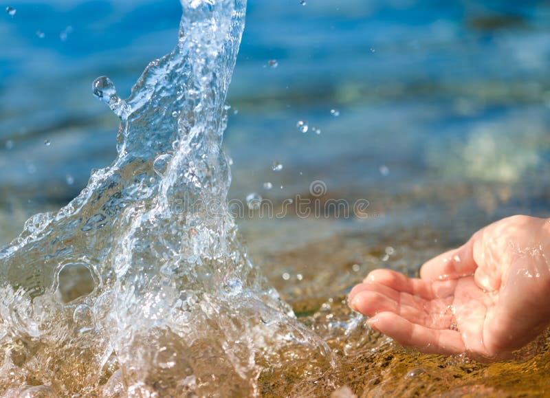Female Hand Splashing Clean Water Stock Photo - Image of energy, palm ...
