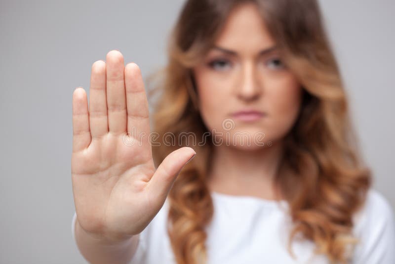 Women with hand up STOP stock photo. Image of finger, abuse - 3431418
