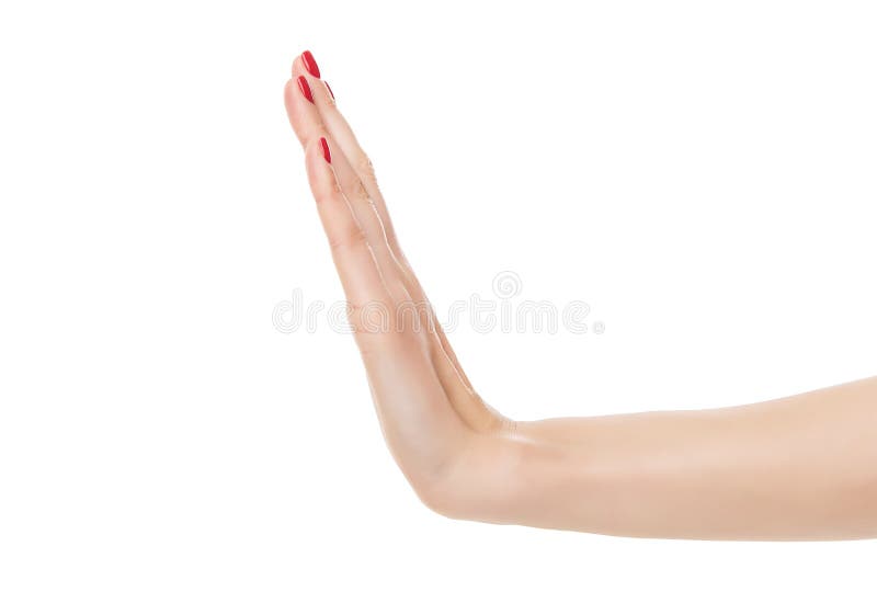 Female hand stop sign. stock photo. Image of hand, sign - 83944906
