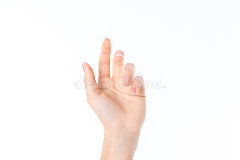 Female Hand Outstretched To The Side And Pointing Finger Isolated On ...