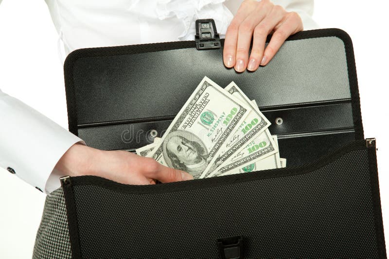 Female Hand Taking Money Out of Briefcase Stock Photo - Image of ...