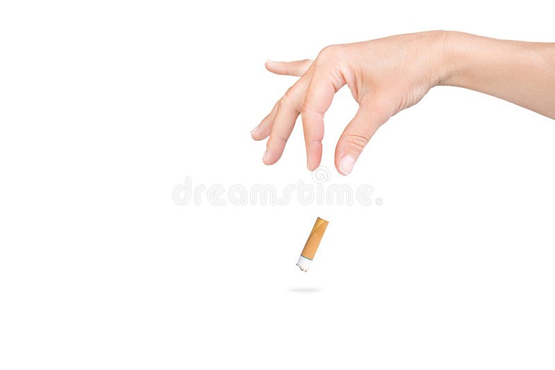 Female Hand Throwing a Cigarette on White Background Stock Photo ...