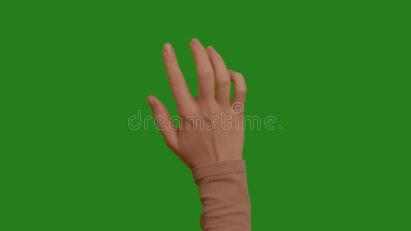 Female Hand Touching, Clicking Her Finger on a Green Screen. Stock ...