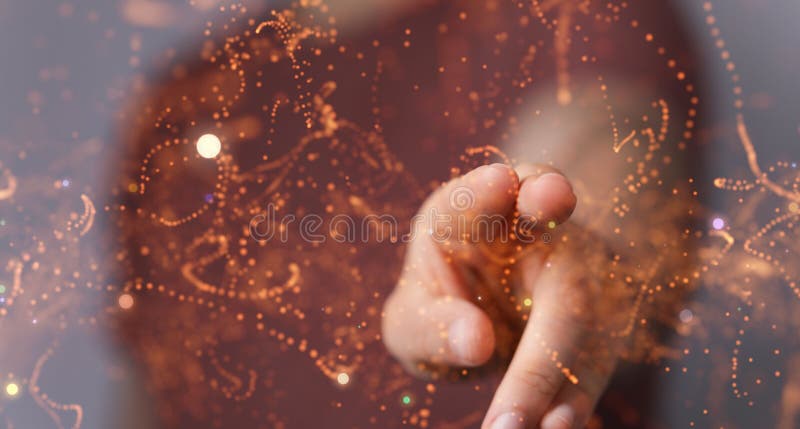 Female Hand Touching Network Lines- Communication and Networking ...