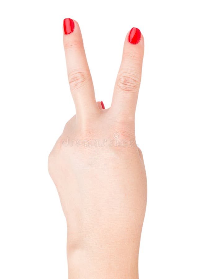 Hand with Two Fingers Up in the Peace or Victory Symbol Stock Image ...