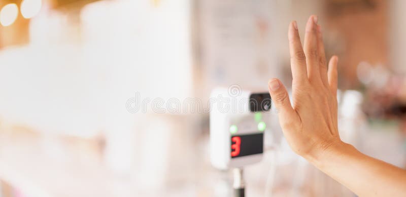 Female Hand Use Digital Temperature Machine for Measuring Body ...