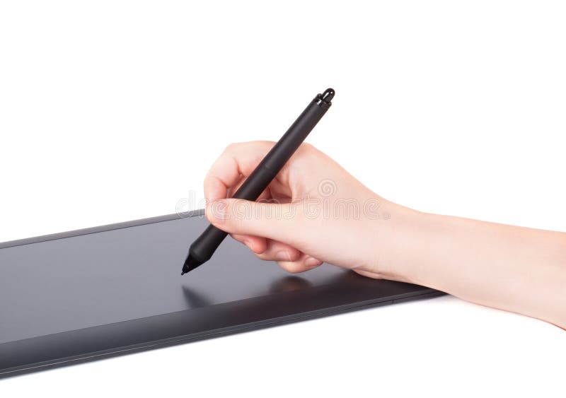 Female Hand Using Graphic Tablet. Stock Photo - Image of production ...