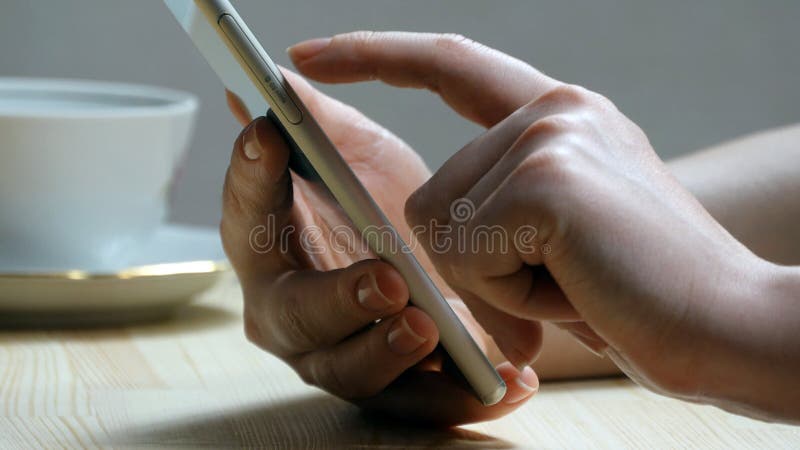 Female Hand Using Mobile Phone - Smartphone at Home Stock Photo - Image ...