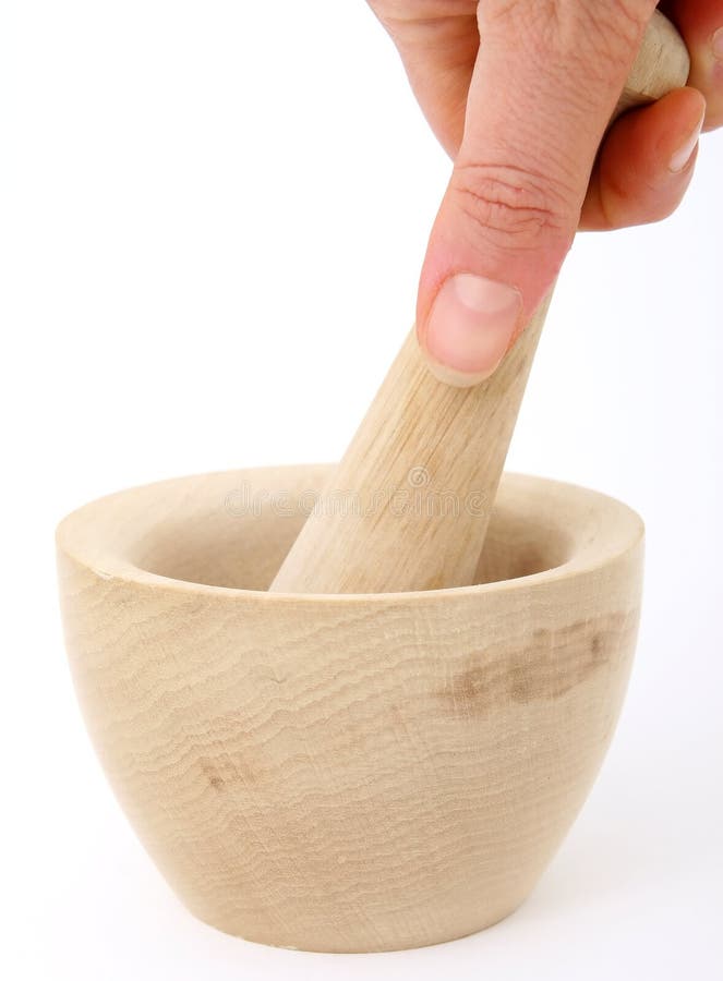 Female Hand Using a Mortar and Pestle Stock Image - Image of fresh ...