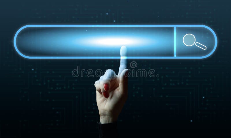 A Female Hand and a Virtual Loading Bar Icon for Input and Search of ...
