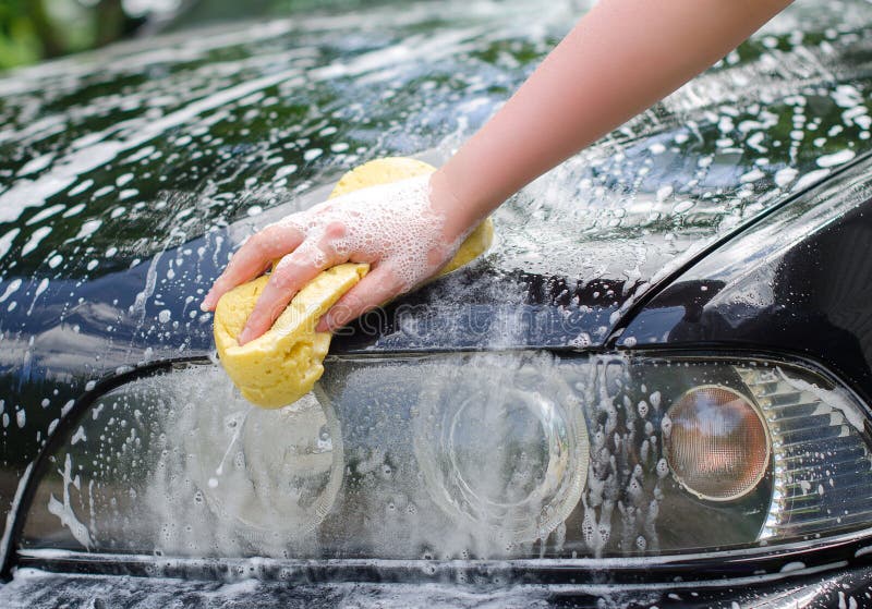 Female hand washing car stock image. Image of transport - 32575155