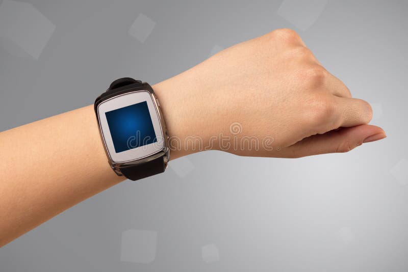 Female Hand Wearing Smartwatch Stock Image - Image of mean, mobile ...