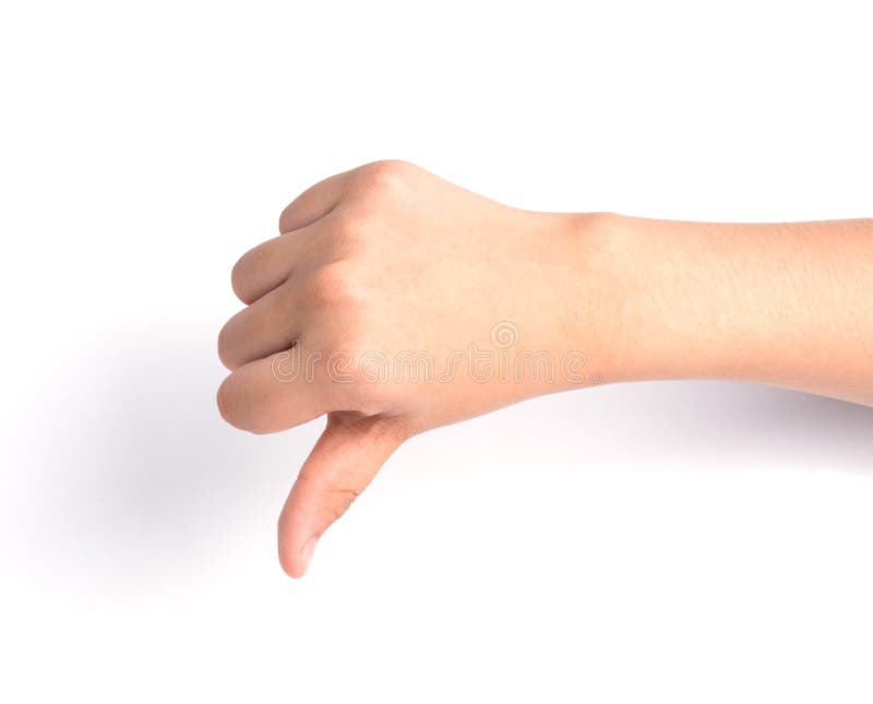 Female Hand on White Background ,Unlike Sign Stock Photo - Image of ...