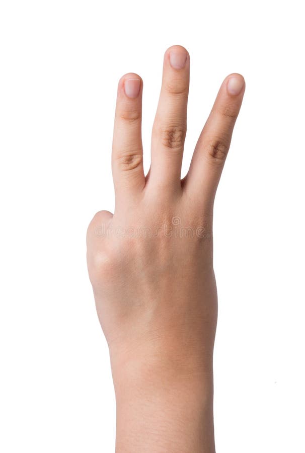 Female Hand on White ,number Three Sign Stock Image - Image of fashion ...