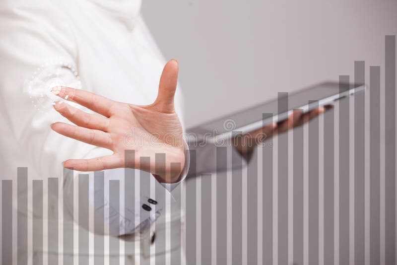 Female Hand Working with Graph Stock Image - Image of business ...