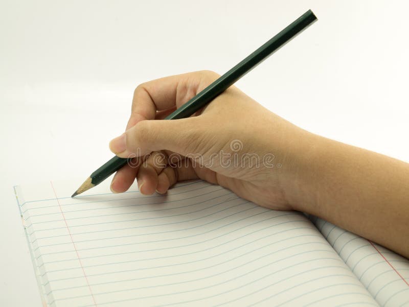 Female Hand Write Note Book White Background Stock Photo - Image of ...