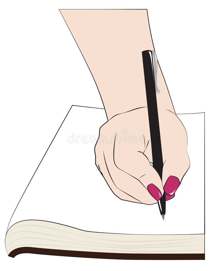 Female Hand Writing in Notebook Stock Vector - Illustration of teacher ... Female Hand Writing in Notebook Stock Vector - Illustration of teacher ...