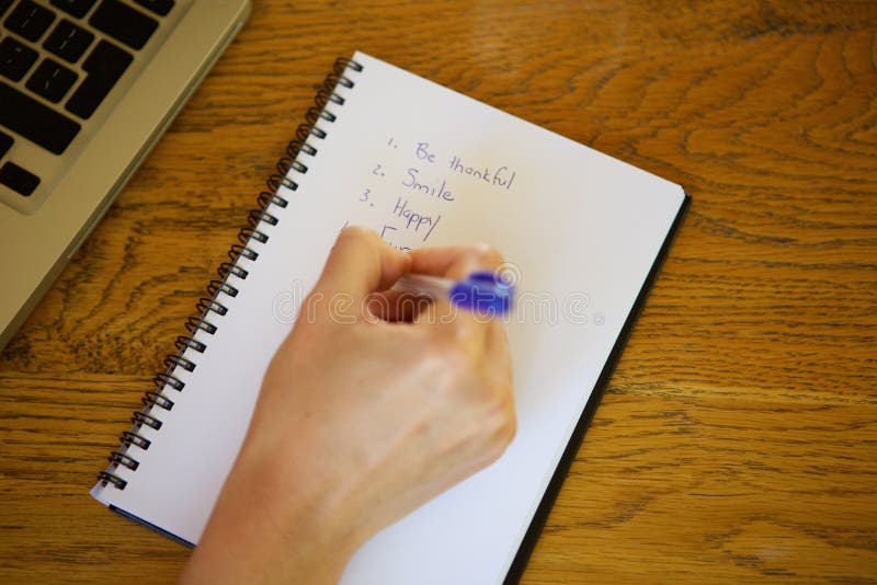 Female Hand Writing on Notebook Stock Image - Image of ideas, personal ...