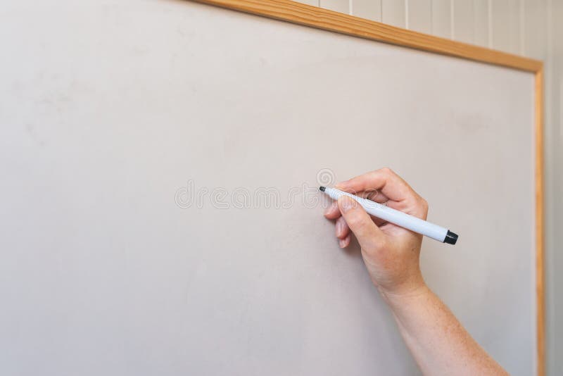 Female Hand Writing on Whiteboard Stock Image - Image of education ...