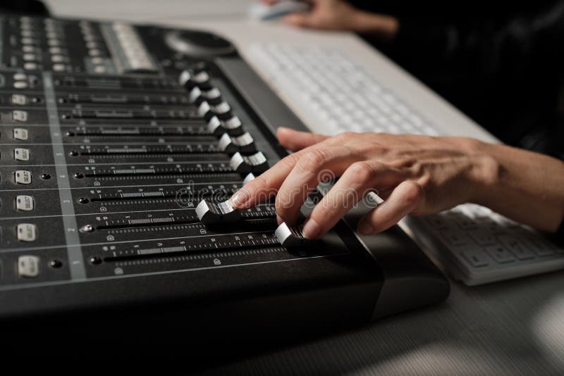 Female Hands Adjusting Sound Controller Bars Stock Photo - Image of ...
