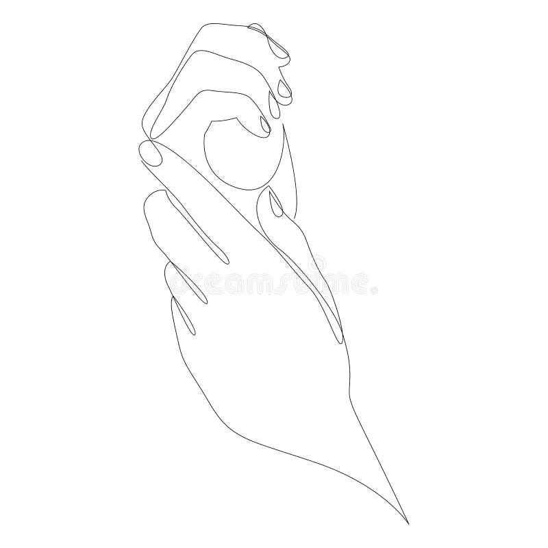 Female Hands Applying Cream Continuous One Line Drawing Vector