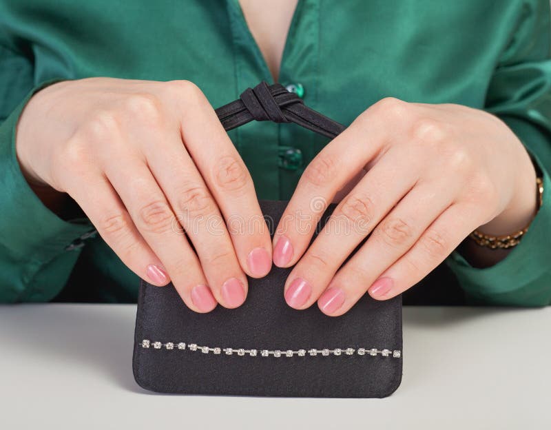 Female Hands and Black Handbag Stock Image - Image of female ...
