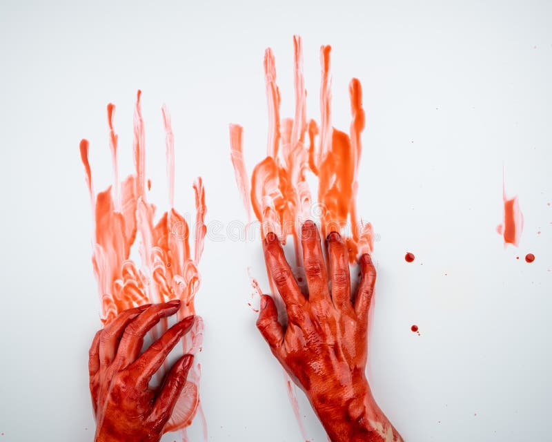 Female Hands in Blood on a White Background. Stock Photo - Image of ...
