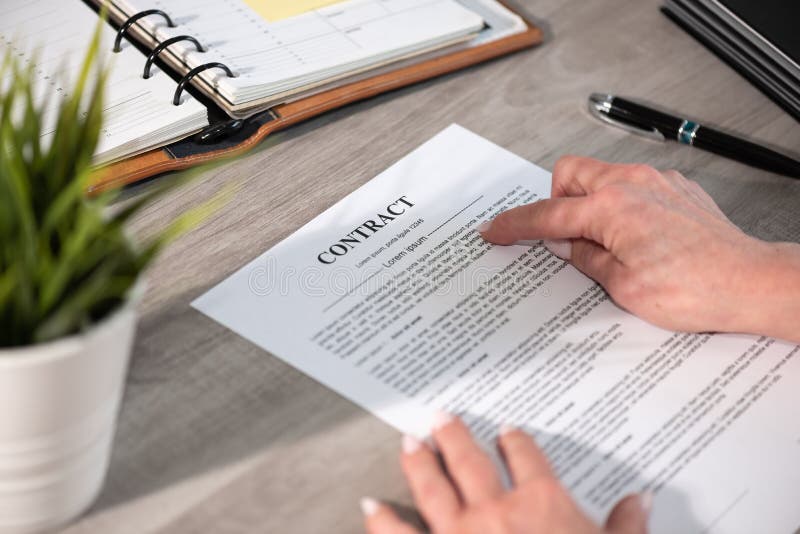 Female Hands Checking Contract Stock Image - Image of service, document ...