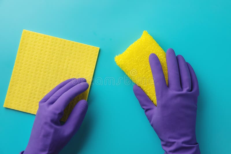 Cleaning on Blue Background. Cleaning or Housekeeping Concept ...