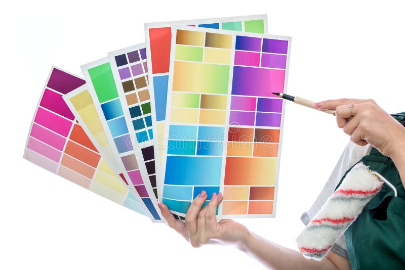 Female Hands with Color Palette Isolated on White Stock Image - Image ...