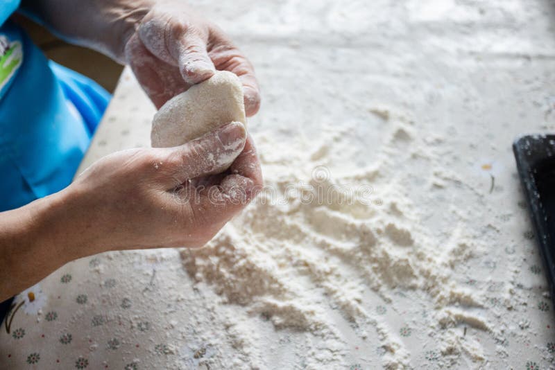 Female Hands Cooking from the Dough. Baking. Stock Photo - Image of ...