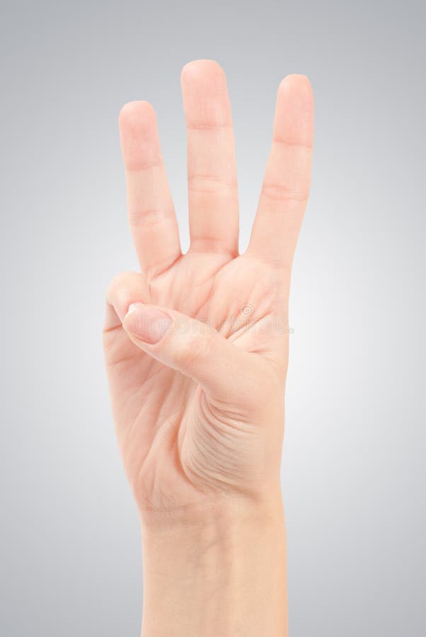 Female Hands Counting Number Three Stock Photo - Image of show, index ...