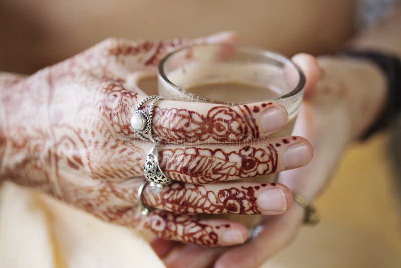 Female Hands Decoratively Colored by Henna Stock Image - Image of ...